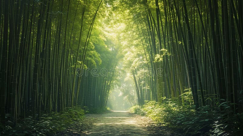 A Calming Path through a Bamboo Forest Stock Illustration ...