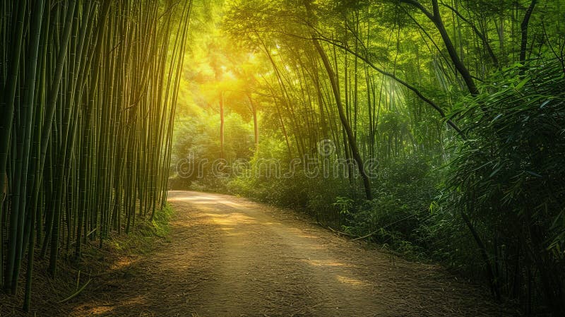A Calming Path through a Bamboo Forest Stock Illustration ...