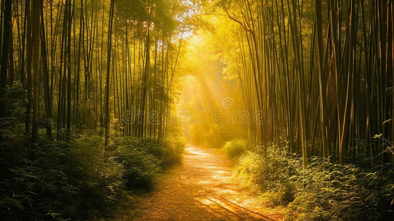 A Calming Path through a Bamboo Forest Stock Illustration ...