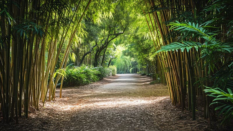 A Calming Path through a Bamboo Forest Stock Illustration ...