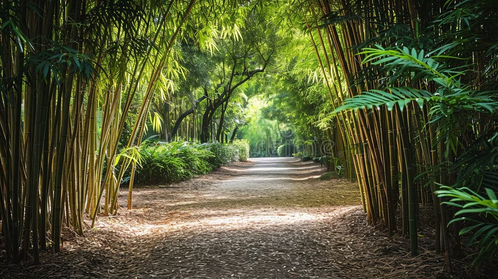 A Calming Path through a Bamboo Forest Stock Illustration ...