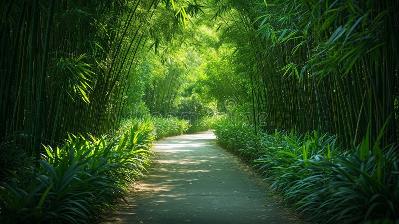 A Calming Path through a Bamboo Forest Stock Illustration ...