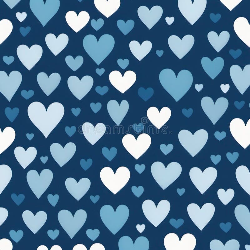 A Calming Pattern of Light and Dark Blue Hearts on a Matching Blue ...