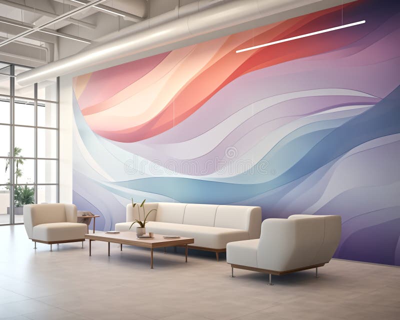 Calming Rhythms in Office Space Murals Stock Illustration ...