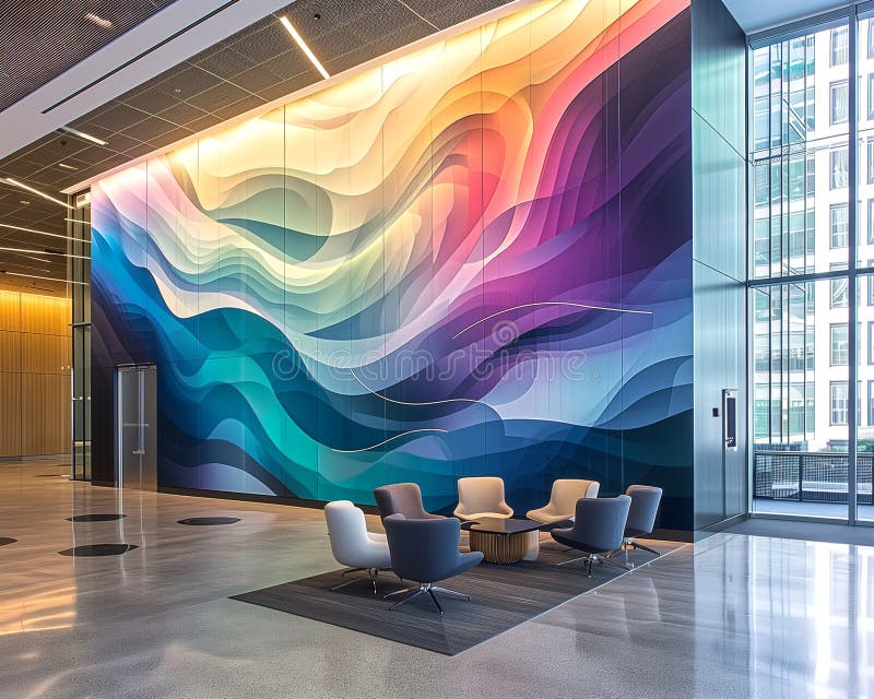 Calming Rhythms in Office Space Murals Stock Illustration ...