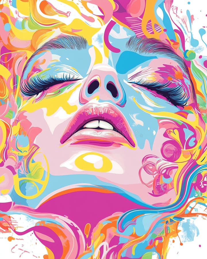 Calming Rhythms, Vibrant Pop Art Stock Illustration - Illustration of ...