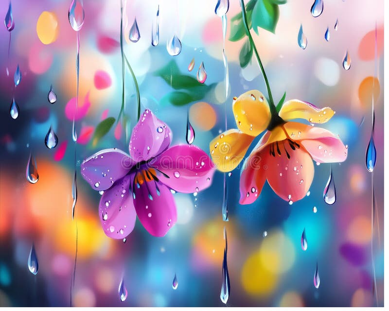 Calming Rhythms - Visuals Focused of Raindrops Softly Rippling on a ...