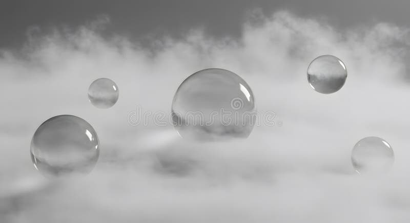 Translucent Orbs in Ethereal Fog: a Serene Visual Stock Illustration ...