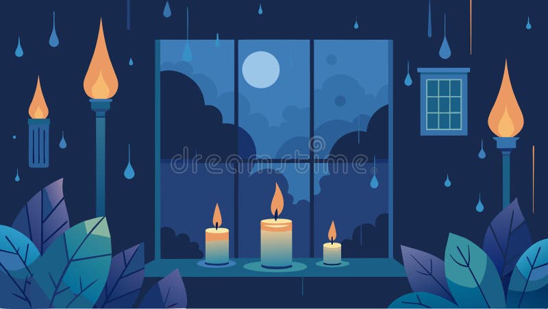 The Calming Sound of Rain Outside Accompanied by the Soft Flicker of ...