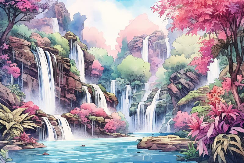 Waterfall Self Care Background Stock Illustrations – 60 Waterfall Self ...
