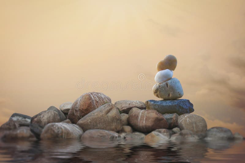 Calming Zen Rock Stack by a Lake Stock Photo - Image of heap, nature ...