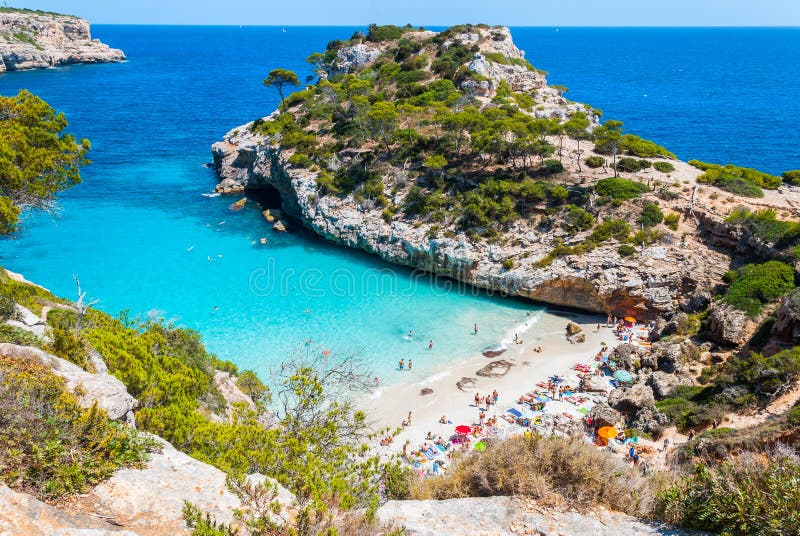 Calo Des Moro Beach, Majorca Stock Photo - Image of daylight, lagoon ...