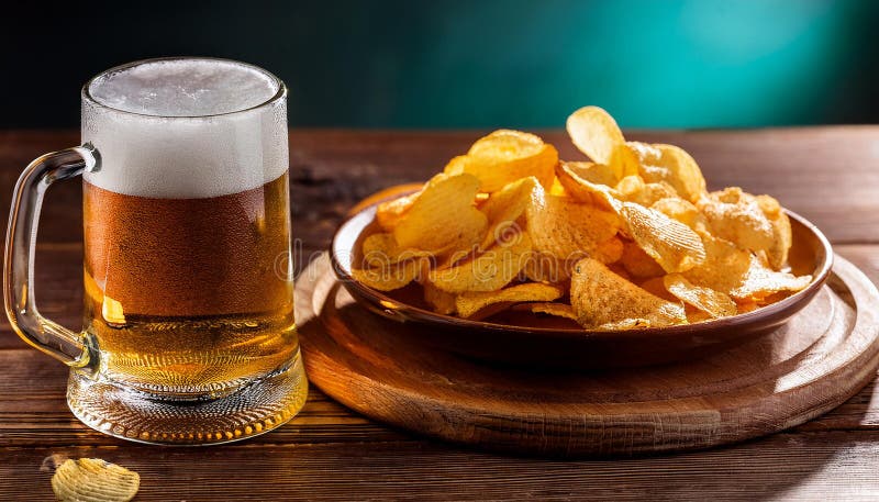 Calorie Menu. Beer and Chips Stock Illustration - Illustration of ...