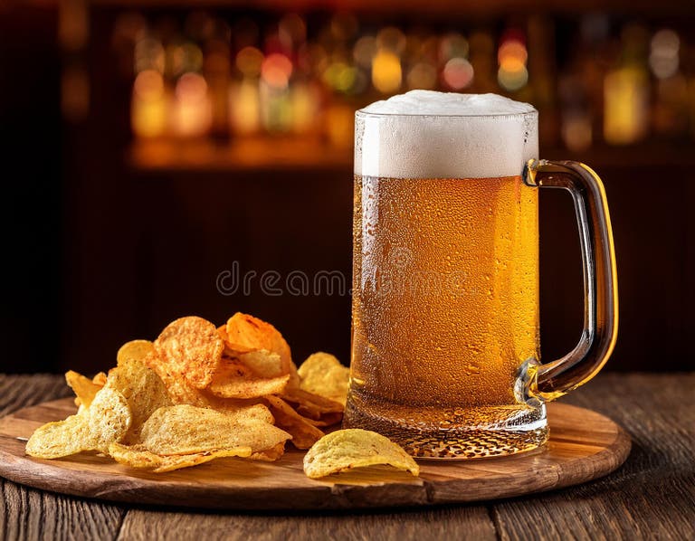 Calorie Menu. Beer and Chips Stock Illustration - Illustration of fruit ...