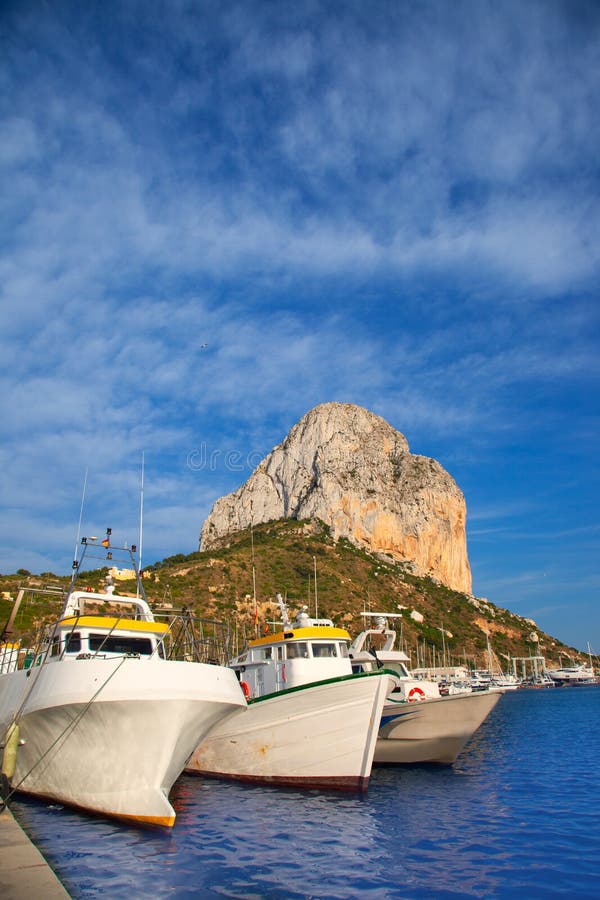 Calpe in Alicante with Penon Ifach Mountain Stock Photo - Image of ...