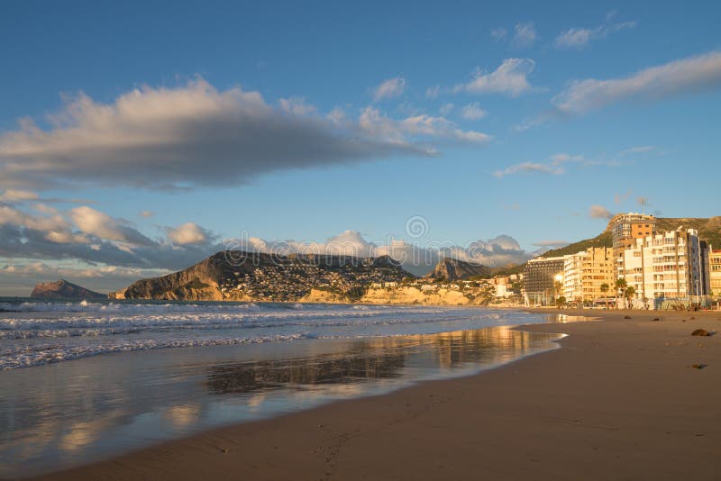 Calpe beach stock photo. Image of morning, calpe, water - 29097468
