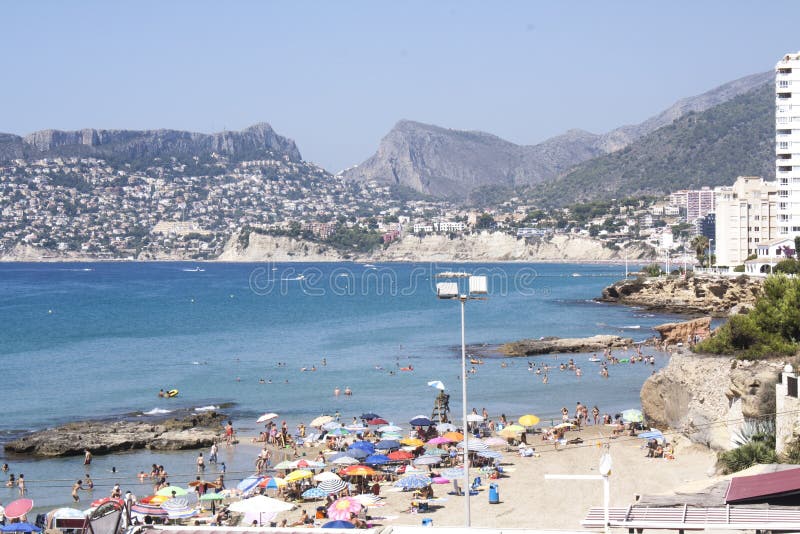 Calpe beach in summer stock photo. Image of tourism - 181602962