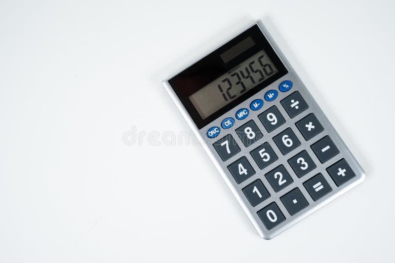 A Calculator Isolated on a White Background Angled from Left To Right ...