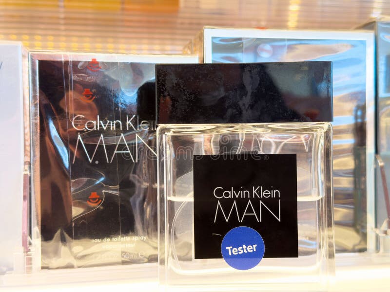 Calvin Klein Man Perfume in Store Display with Tester Label Editorial ...
