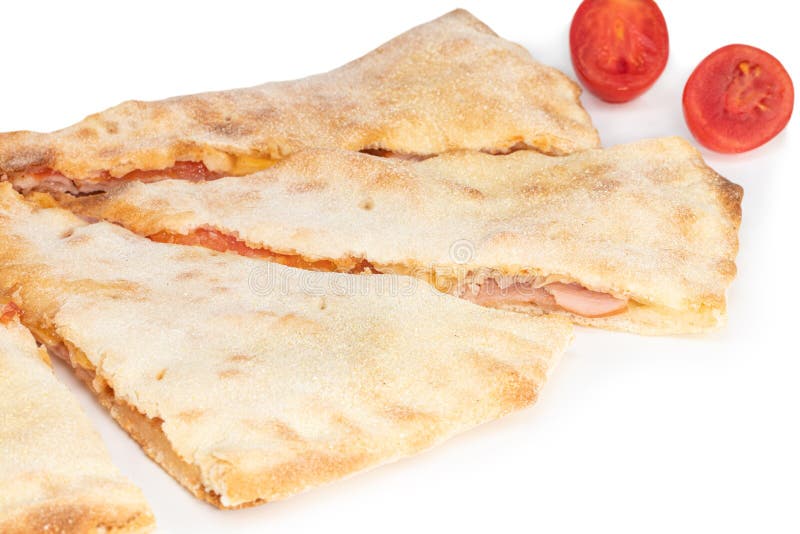 Calzone with Tomatoes Isolated on White Background Stock Image - Image ...