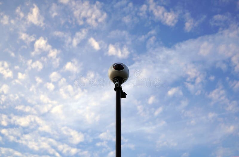 360 Cam Outdoor Against Blue Sky and White Clouds Stock Image - Image ...