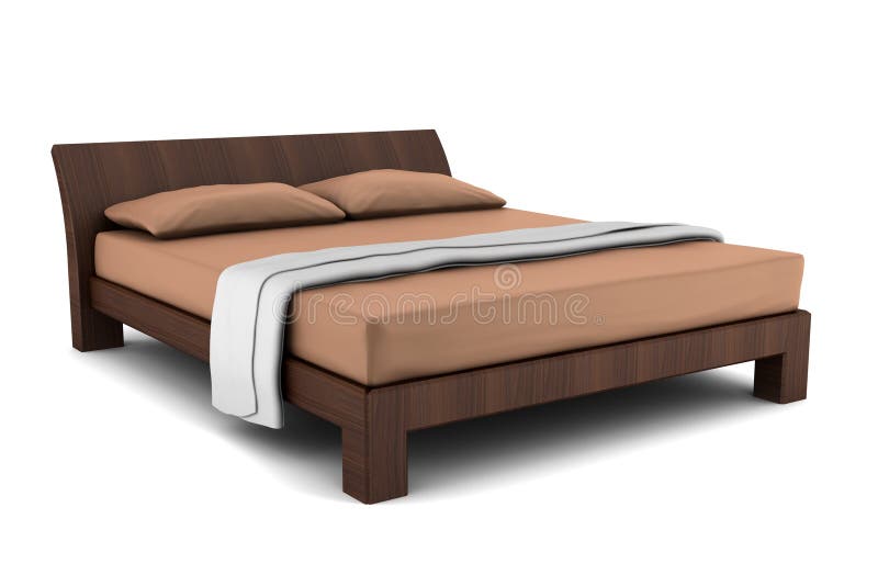Cama De Madera Aislada En El Fondo Blanco Stock de ilustración ...