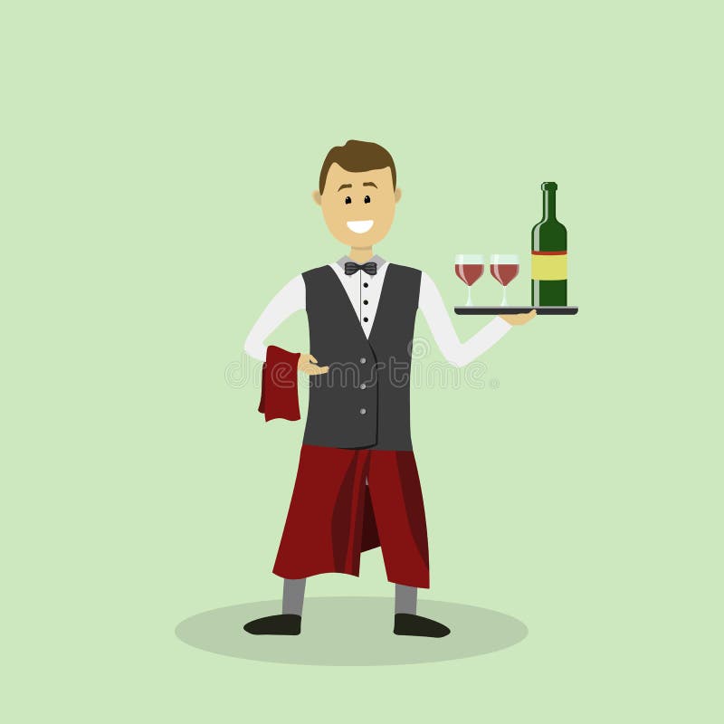 Silueta Del Camarero Del Vector Stock de ilustración - Ilustración de ...