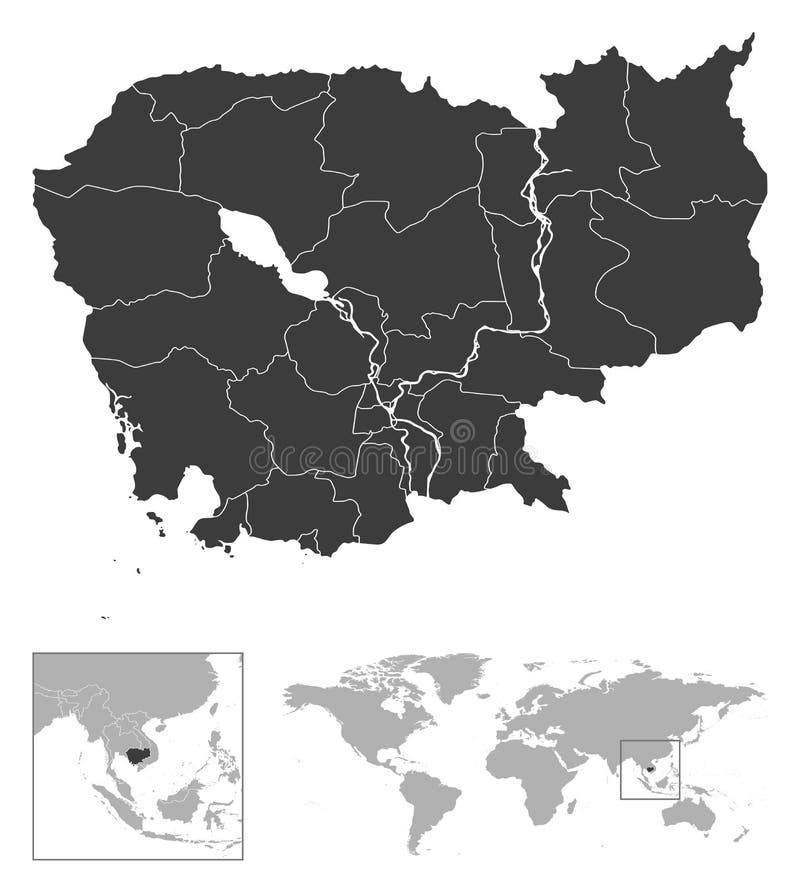Cambodia - Detailed Country Outline and Location on World Map. Stock ... Cambodia - Detailed Country Outline and Location on World Map. Stock ...