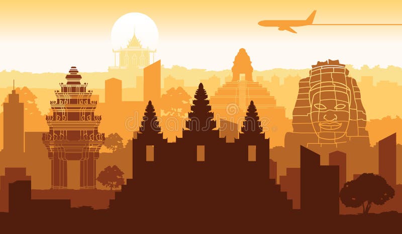 Cambodia Famous Landmark Silhouette Style with Text Inside Stock Vector ... Cambodia Famous Landmark Silhouette Style with Text Inside Stock Vector ...