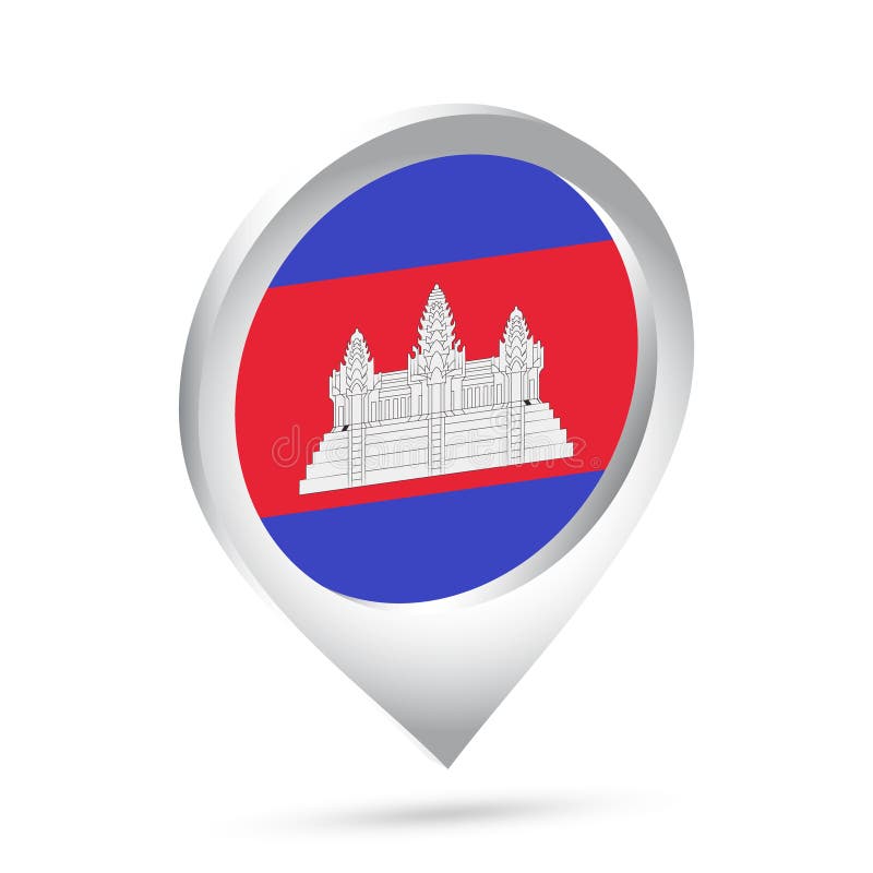 Cambodia flag 3d pin icon stock vector. Illustration of sign - 262034694