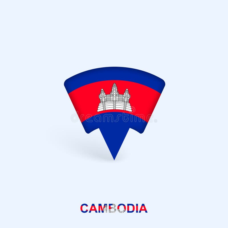 Cambodia Flag Map Pointer Design with Shadow Stock Illustration ...