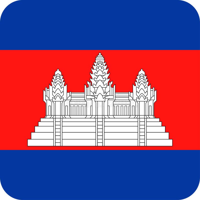Cambodia Flag Vector Square Flat Icon Stock Illustration - Illustration ...