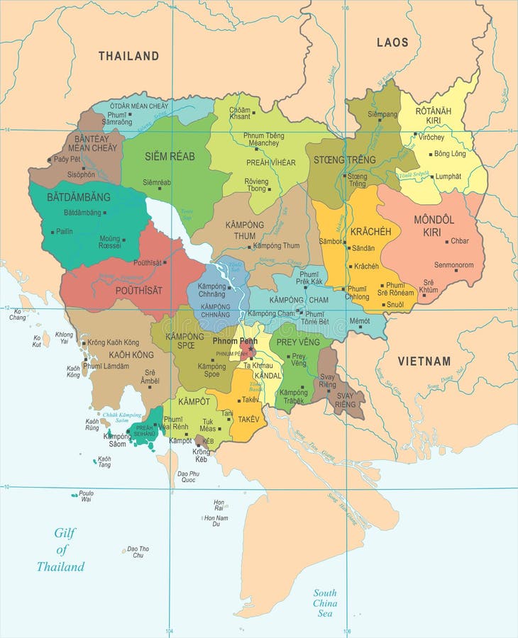 Cambodia Map - Detailed Vector Illustration Stock Illustration ...