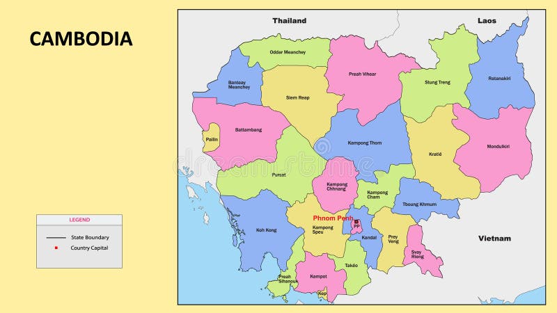Cambodia Map. State and District Map of Cambodia Stock Illustration ...