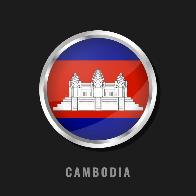 Cambodia Round Framed National Flag. Circular Glossy Flag of Cambodia ...