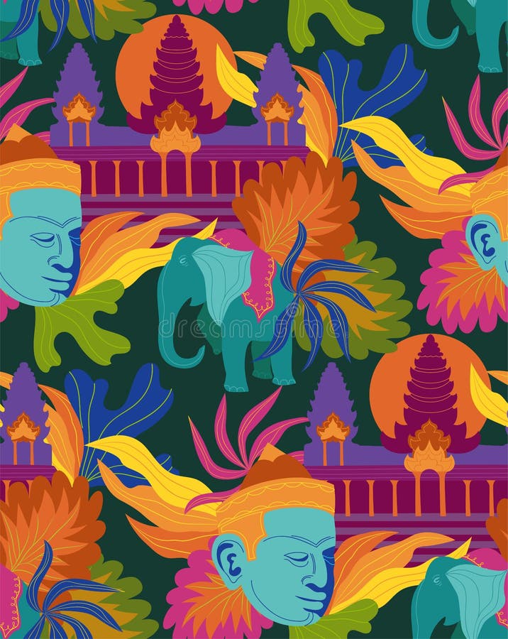 Cambodia seamless pattern stock illustration. Illustration of seamless - 187208934