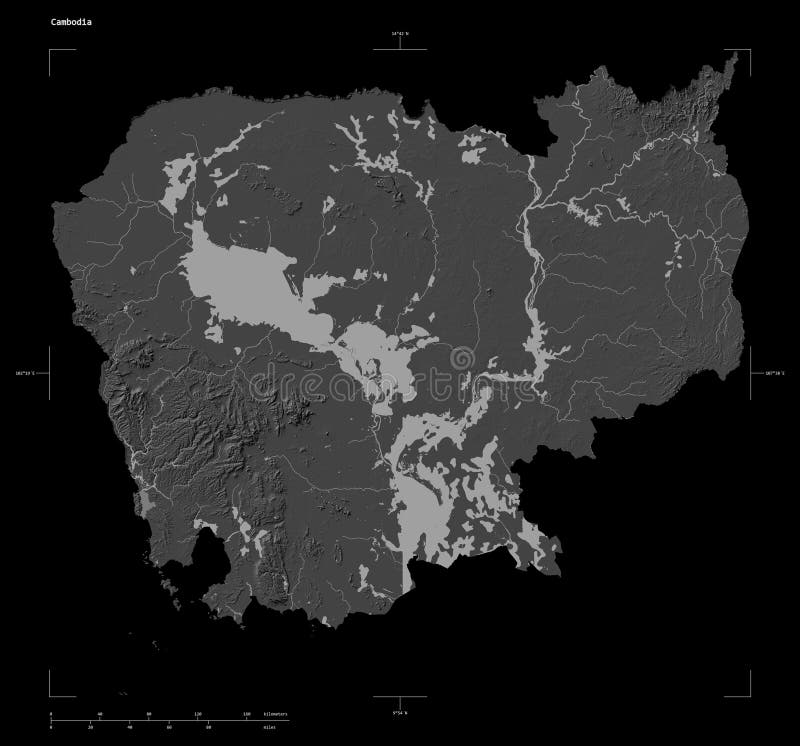 Cambodia Shape on Black. Bilevel Stock Illustration - Illustration of planet, stereographic ...