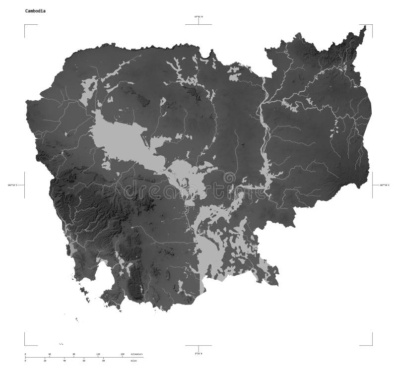Cambodia Shape on White. Grayscale Stock Illustration - Illustration of ...