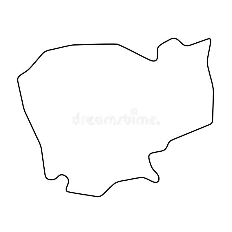 Cambodia Simplified Vector Outline Map Stock Vector - Illustration of ...