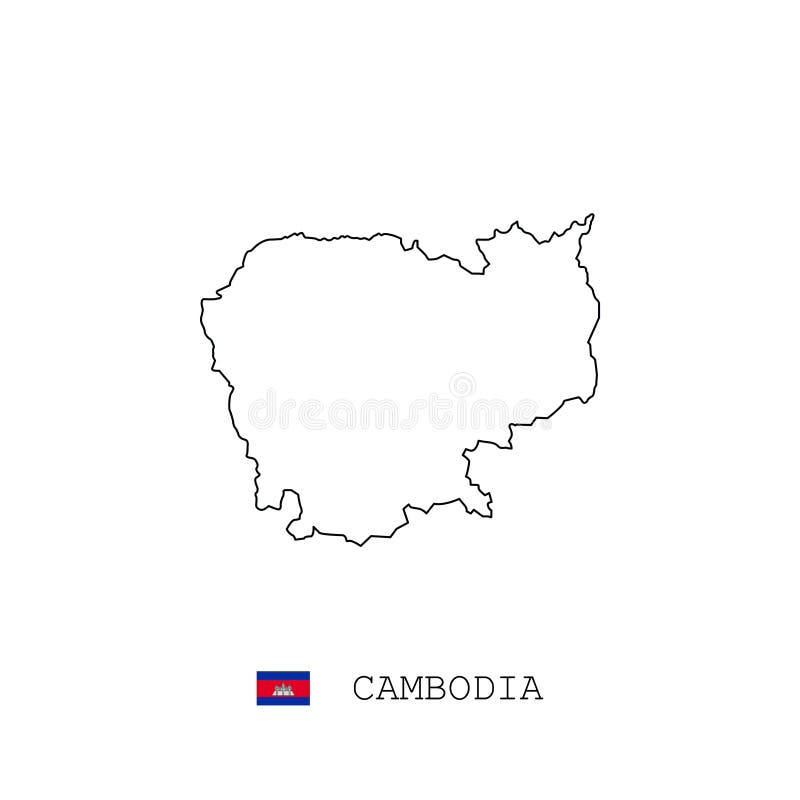 Cambodia Vector Map Outline, Line, Linear. Cambodia Black Map on White ...