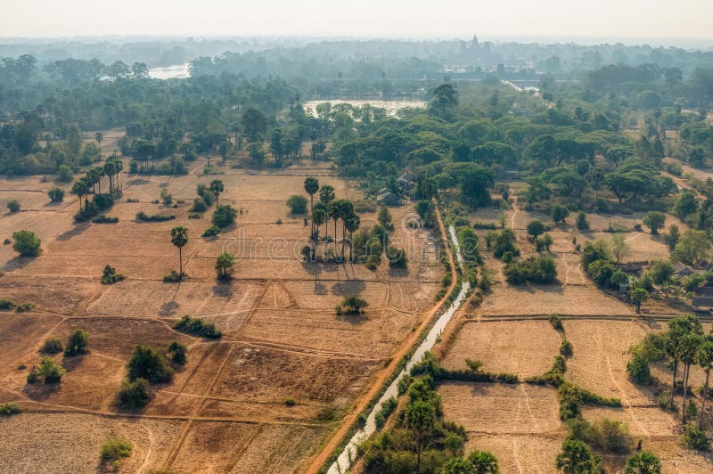 Cambodian Fields from Above Stock Photo - Image of heritage, empire ...