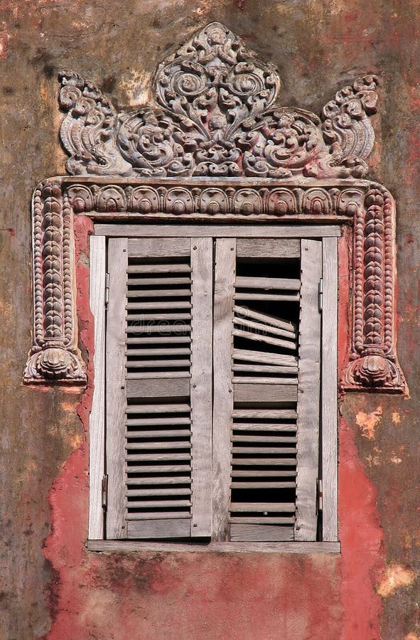 Cambodian window stock image. Image of latts, relief, asia - 7233779