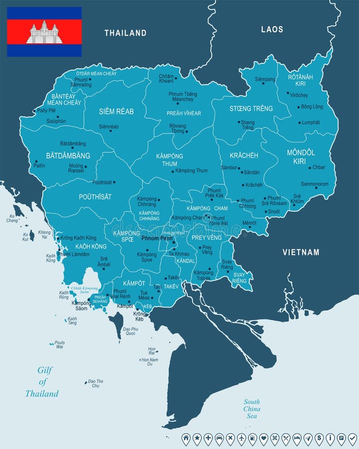 Camboya - Mapa Y Bandera - Ejemplo Detallado Del Vector Stock de ...