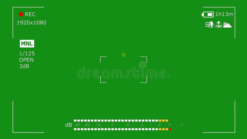 Camcorder Viewfinder with Green Screen. Recording Concept with Timecode ...