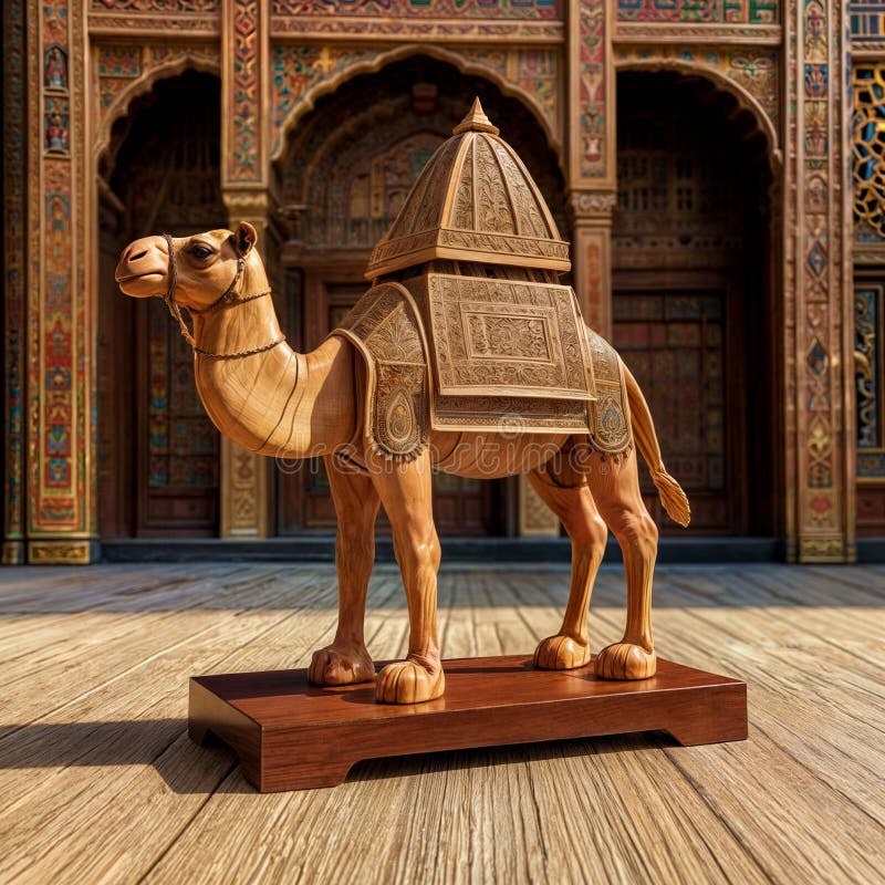 Regal Camel in an Ornate Design Stock Illustration - Illustration of ...
