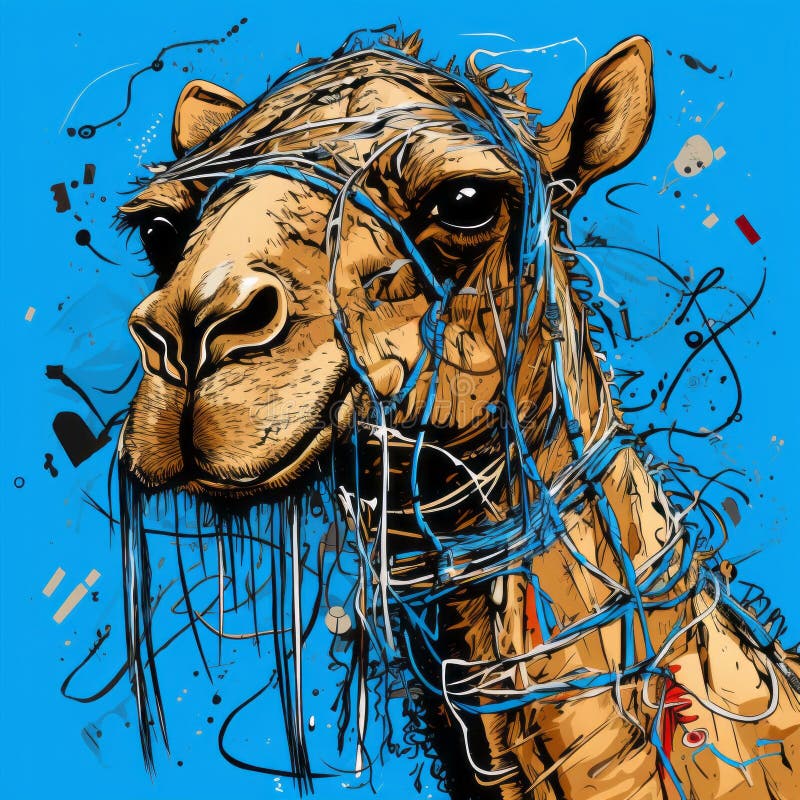 Camel Poster: Drips and Splatters in Art Spiegelman Style Stock ...