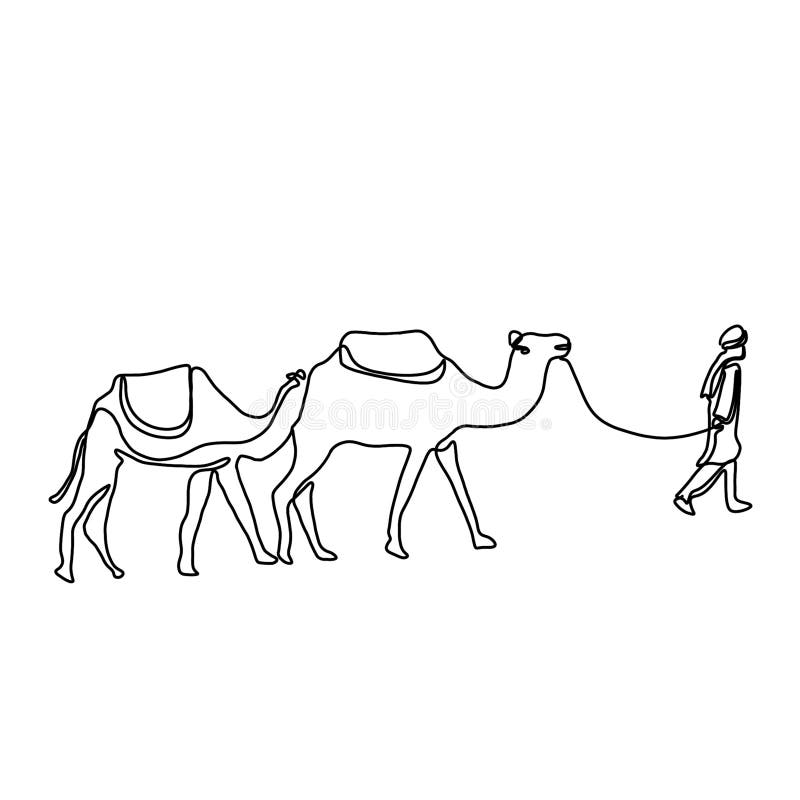 Continuous Line Drawing of Camel. One Line of Arabian Camel. Camel in ...