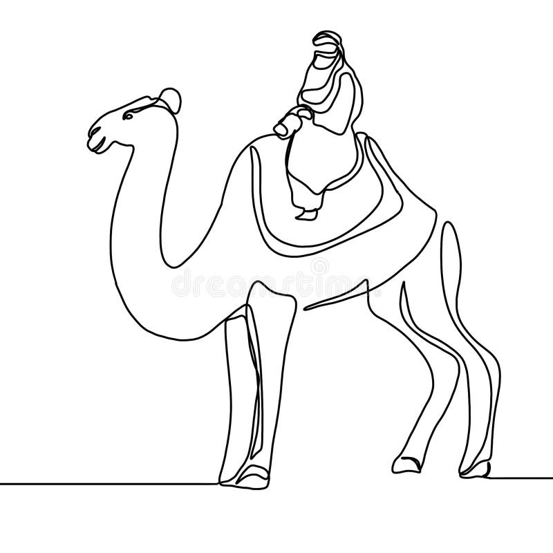 Continuous Line Drawing of Camel. One Line of Arabian Camel. Camel in ...