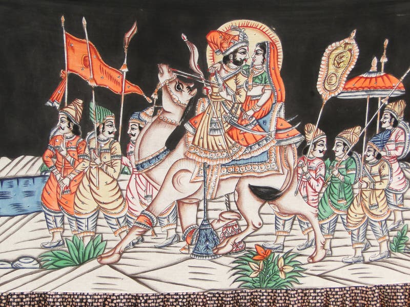 A Camel Carries a Rajput Prince and His Wife, Stock Illustration ...