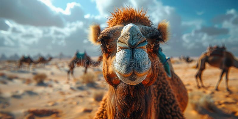 Camel Close Up in the Desert. Created by Generative Artificial ...